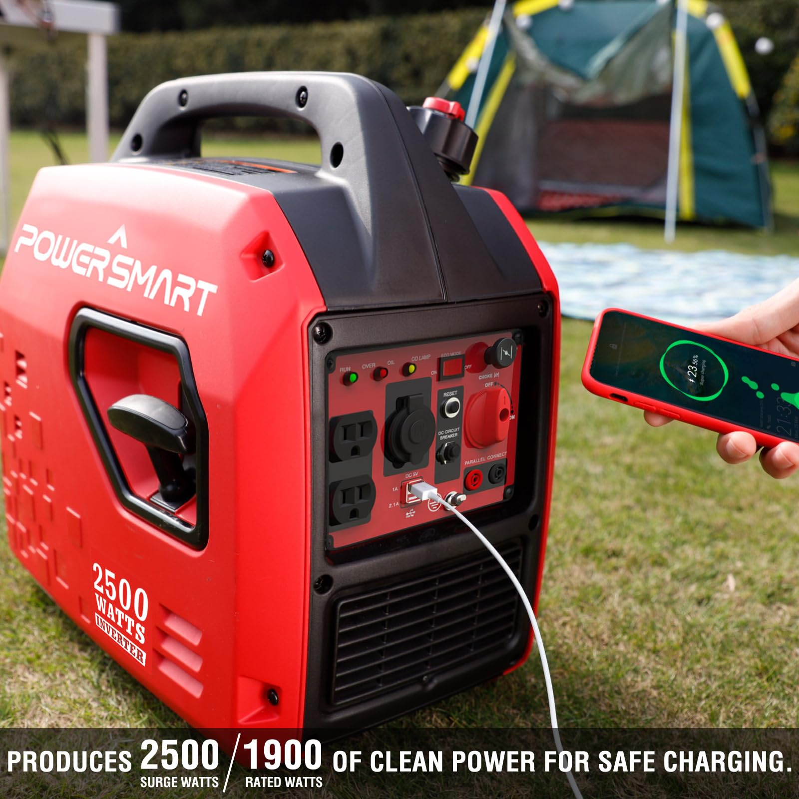 PowerSmart 1200W Portable Generator with 2-Stroke Engine, Ultralight & Carrying Handle, EPA & CARB Compliant