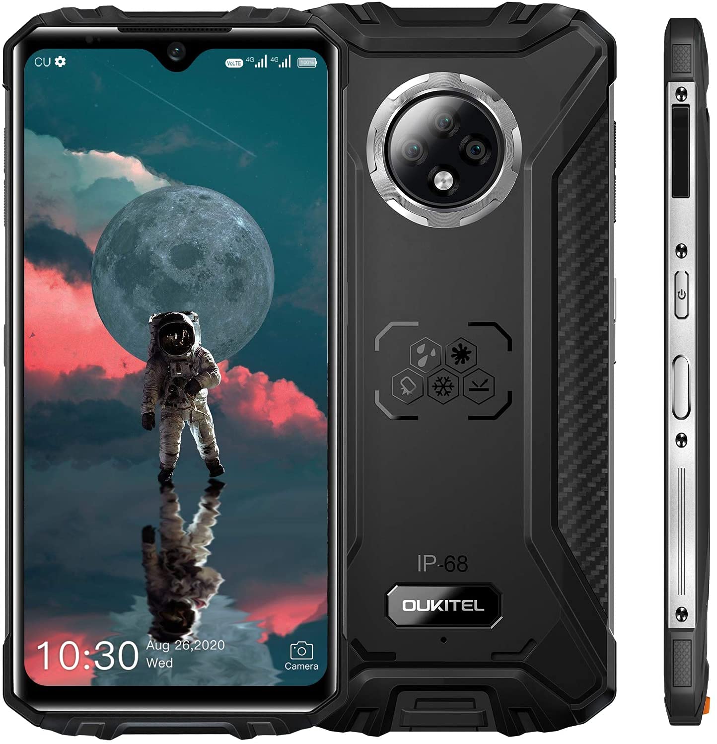 OUKITEL WP8 Pro Rugged Smartphone, 6.49” Display, 4GB 64GB Dual SIM IP68 Waterproof Rugged Phone, NFC, Triple Camera Unlocked Cell Phone, 5000mAh Battery Face/Fingerprint ID GPS, Black [2021 Upgraded]