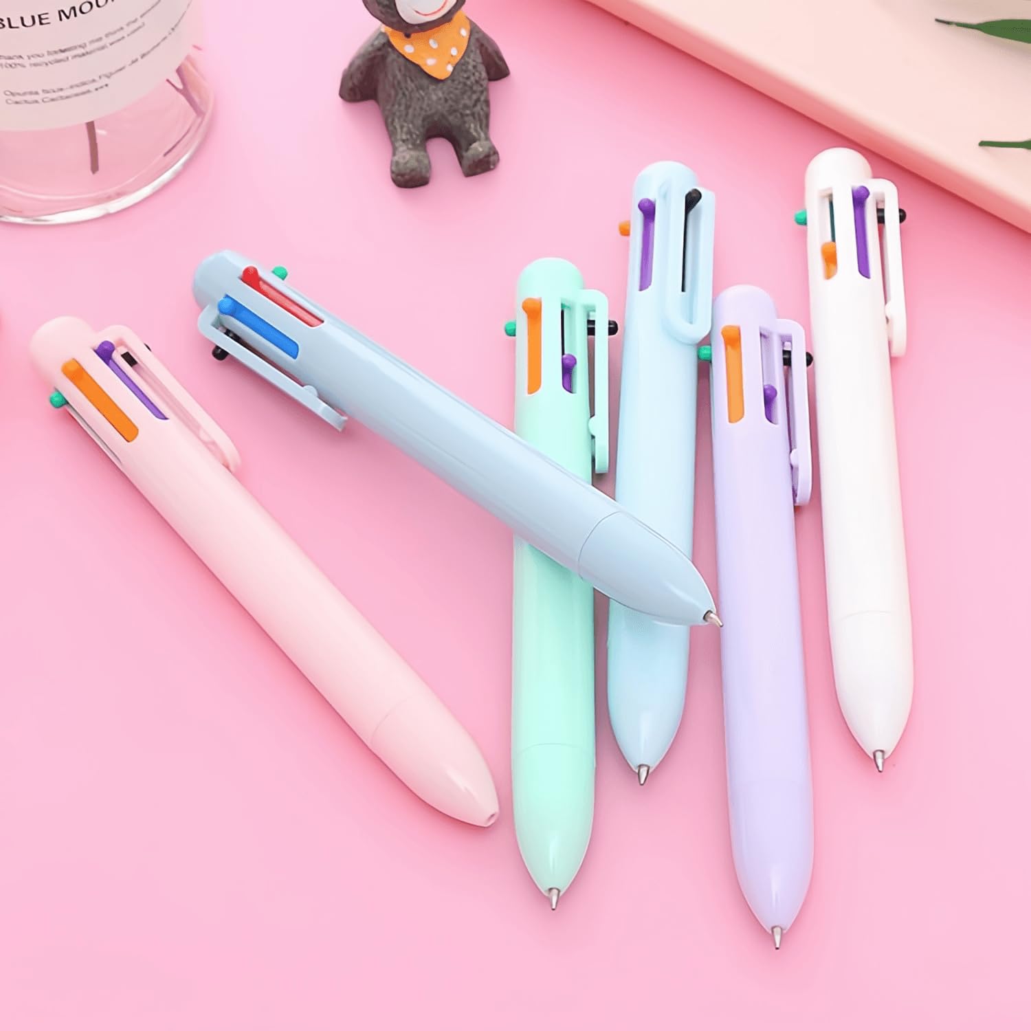 Multi color pen Macron 6-Pack Versatile 6-Color Ballpoint Pens - Smooth Writing and No Bleeding, Perfect for Journaling and Creative Tasks (6-Pack Ballpoint Pens)