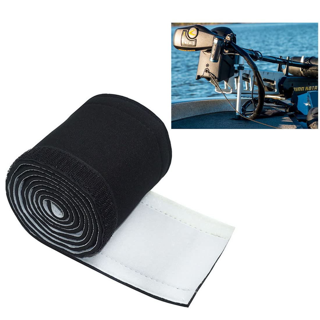 Taruimoo trolling motor wire extension、Cable Management Sleeve, Cuttable Neoprene Troll Sleeve,for Management to Hide and Cover Wire and Extension Cords - Black/White 60in (1-Pack)