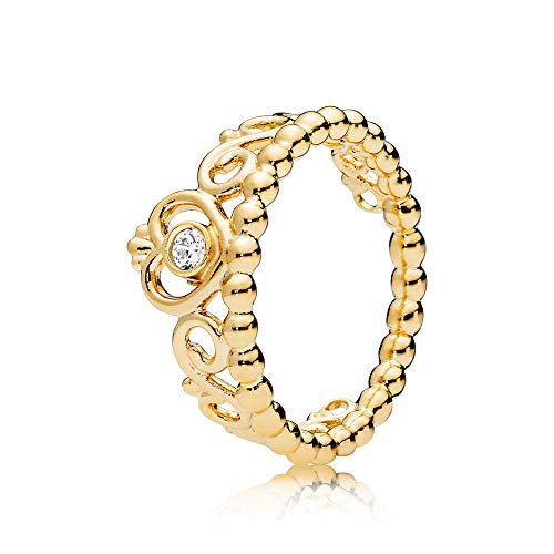 PANDORA Shine Princess Tiara Gold Ring Size 8.5 with Clear CZ 167158CZ-58