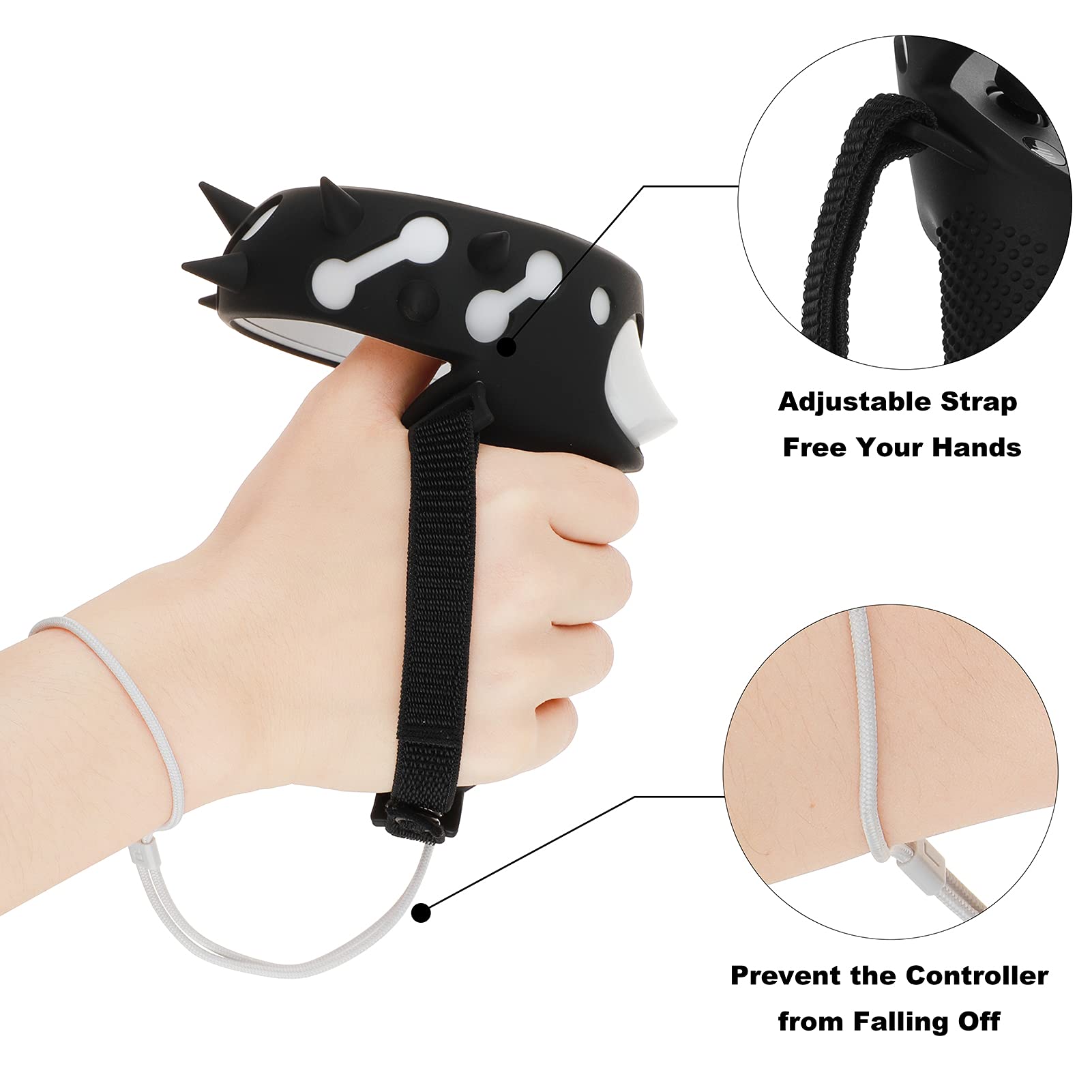 Pickeico 9-in-1 Accessories for Oculus Quest 2, Quest 2 VR Silicone Face Cover and Quest 2 Touch Controller Grip Covers, Quest 2 Headphone and Thumb Button Caps with Lens Cleaning Pen & Cloth(Black)