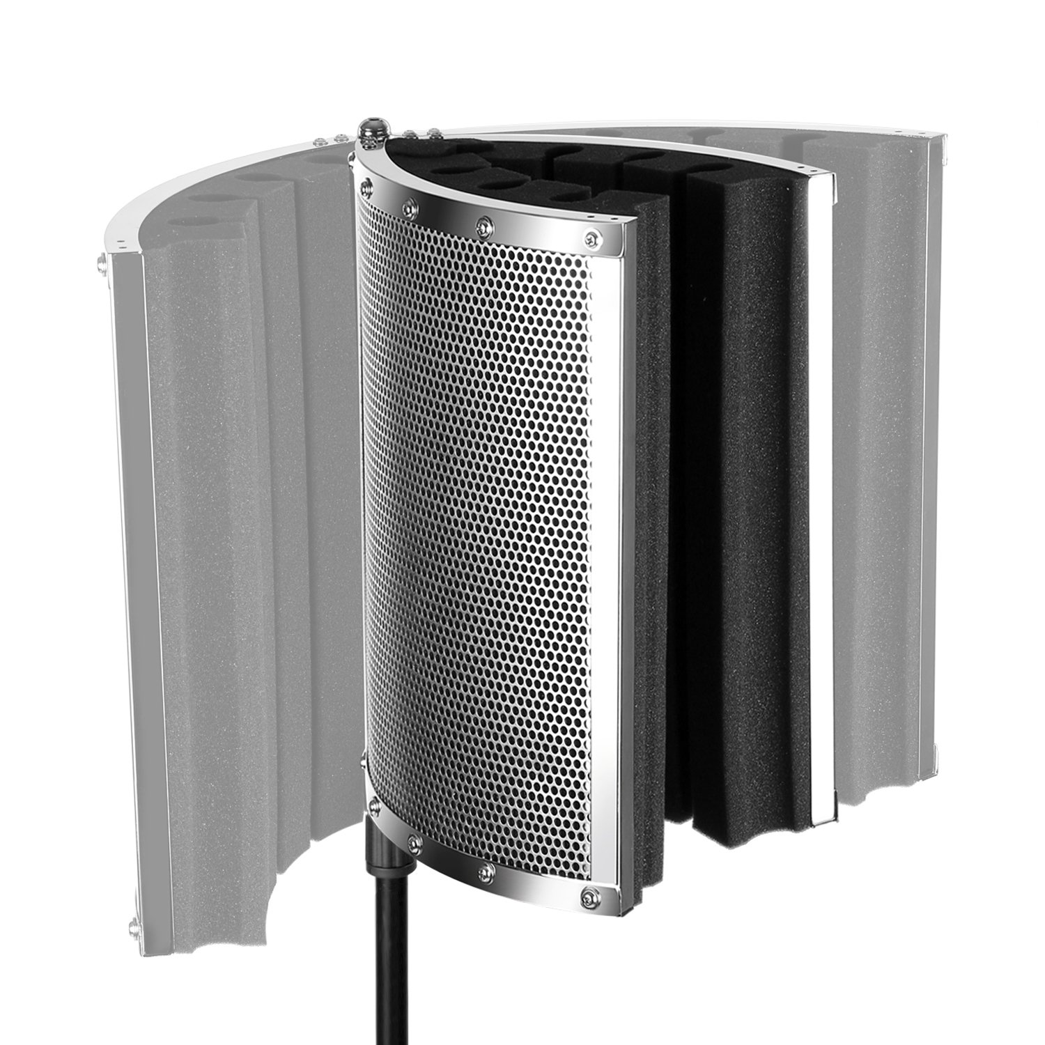 Neewer Portable Foldable Adjustable Microphone Voice Isolation Board Aluminum Microphone Shield with High Density Foam, Non-slip Feet (NW-9)