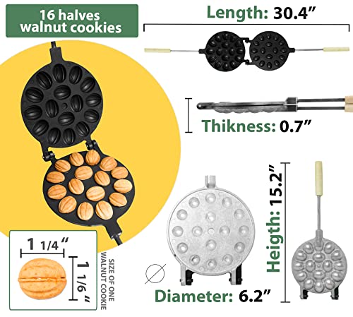 Walnut Cookie Mold Maker 16 non-stick - Oreshki Mold Maker - Walnut Cookie Molds - Орешница Russian - Oreshki Maker - Walnut Cookie Maker Oreshek - Nutty Maker - Oreshnitsa Nut Cookies Maker