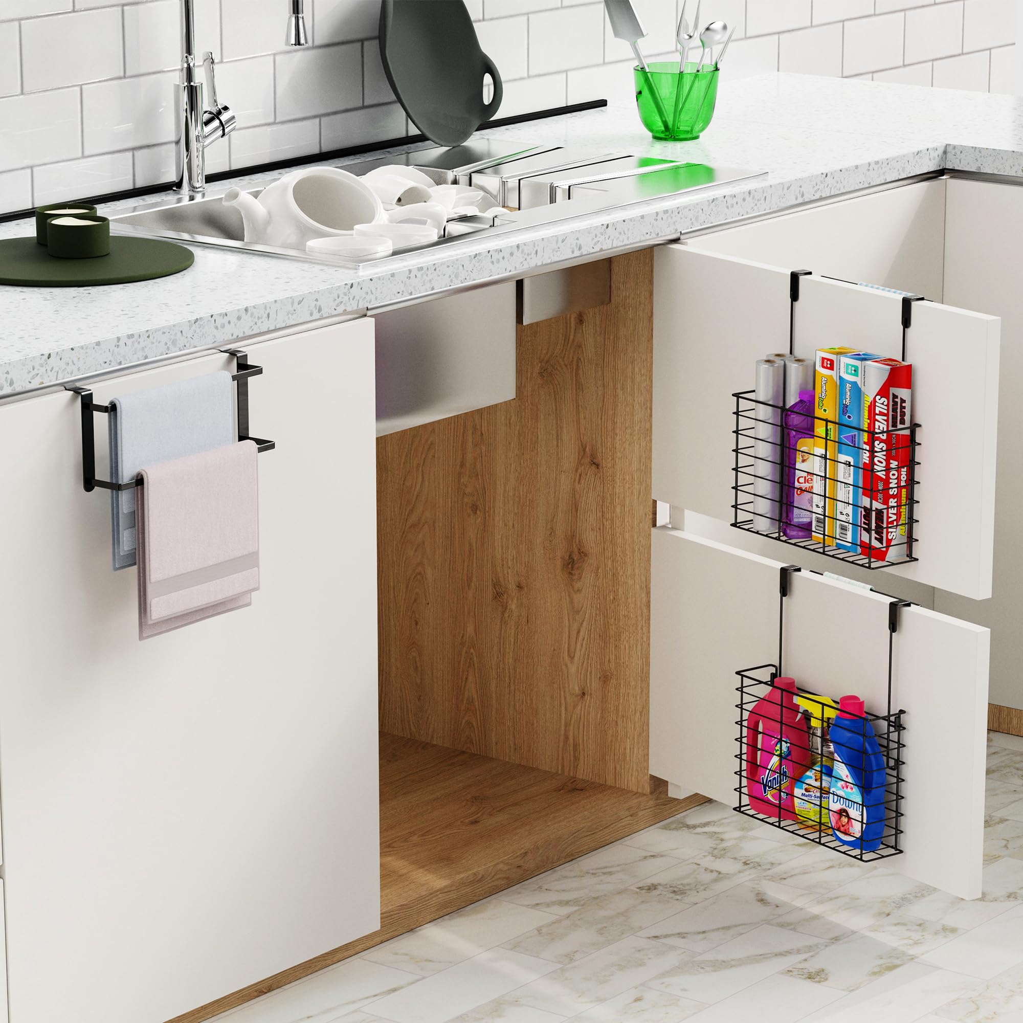 Over the Cabinet Door Organizer 2 Pack Cutting Board Organizer Kitchen Cabinet Organizer Over the Door Pantry Organizer Kitchen Organizer Cutting Board holder Over Cabinet Towel Bar Foil Organizer