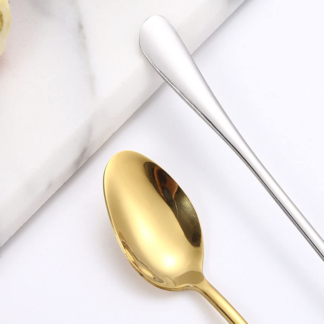 Stainless Steel Spoon, Soup Spoon,Mirror Finish Spoons,Kitchen Serving Spoons,Coffee spoon,Dessert Spoon, Ice Cream Spoons for Soup Rice Tea Milk Coffee Dessert (5 PCS,bright color)