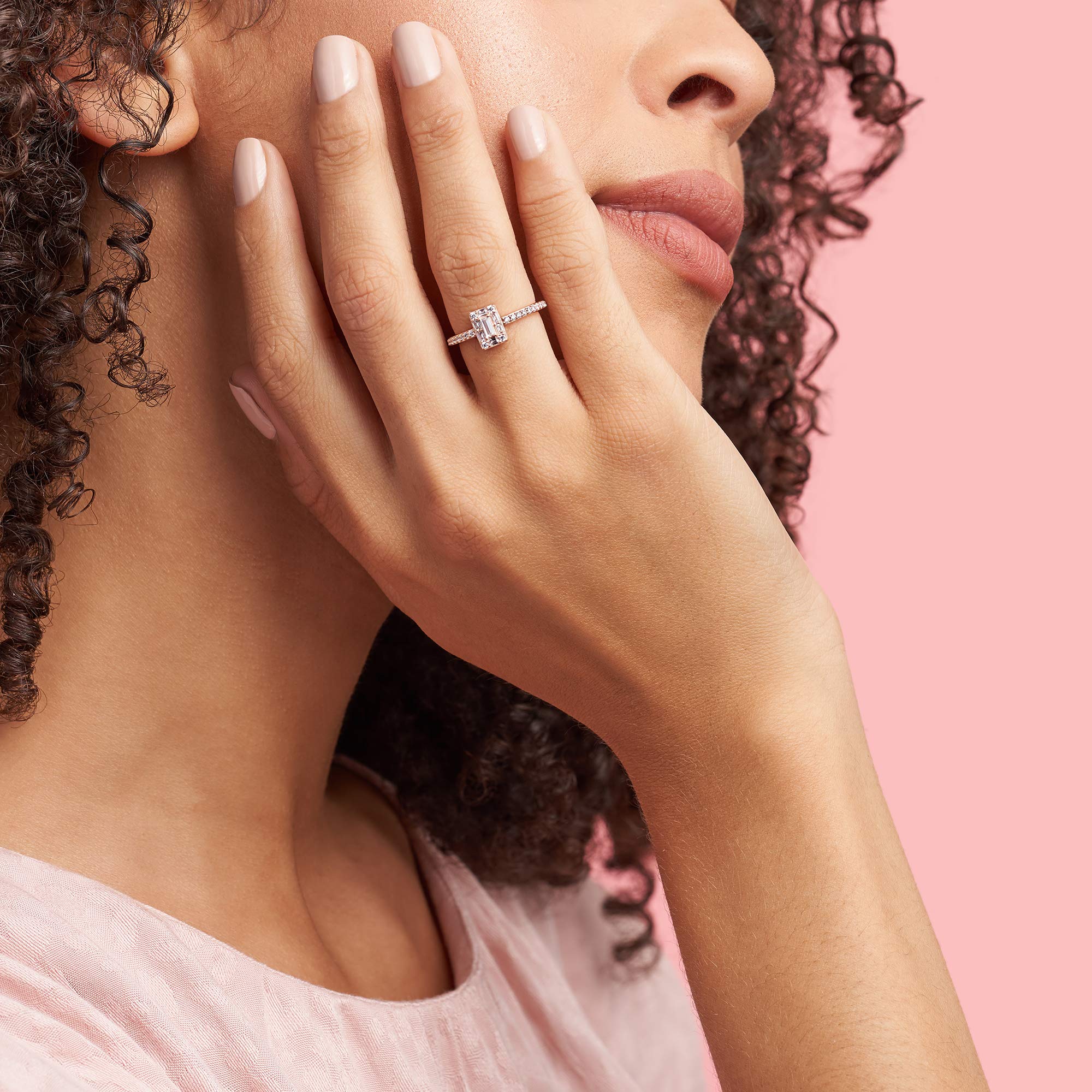 Pandora Sparkling Square Halo Ring - Timeless and Elegant Ring - Promise Ring for Women - Layering or Stackable Ring - Gift for Her - 14k Rose Gold-Plated Rose with Cubic Zirconia - Size 6