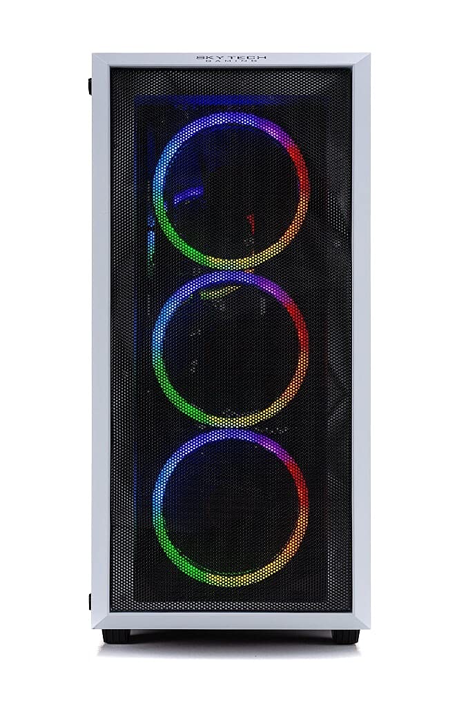 Skytech Gaming Chronos Gaming PC Desktop - AMD Ryzen 5 5600X 3.7GHz, RTX 3070 8GB, 16GB DDR4 3200, 1TB NVME, 650W Gold PSU, Windows 10 Home 64-bit, AC WiFi, White