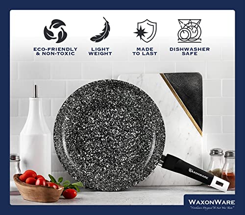 WaxonWare 11 Inch Ceramic Nonstick Frying Pan/Nonstick Skillet, Large Anti-Warp Non-Toxic PTFE PFOA Free Granite Nonstick Pan, Induction Cooking Compatible, Non-Stick Egg Frying Pan- STONETEC Series