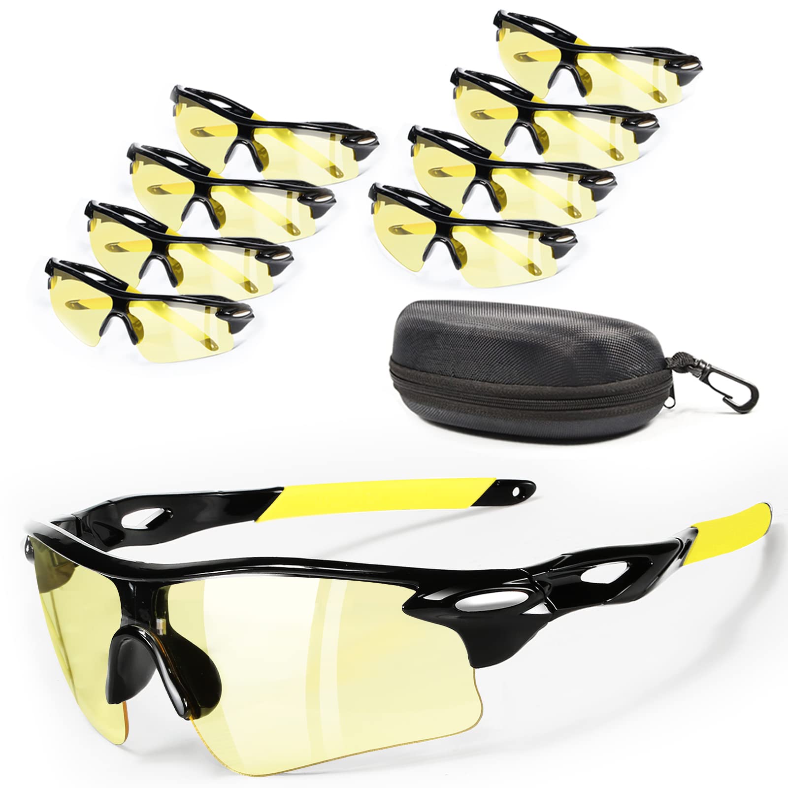 ROCKSAFE Safety Glasses (Clear) Polycarbonate Impact & Scratch Resistant, Wrap-Around UV-Block Protective Eyewear [8-Pack]