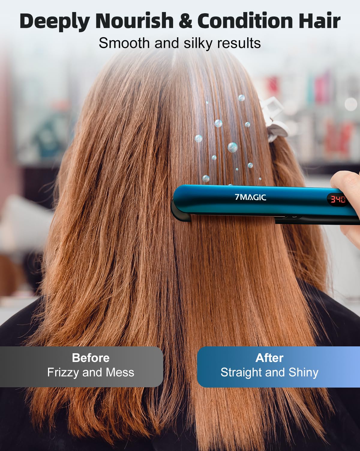 Negative Ion Flat Iron Hair Straightener, Ceramic Hair Straightener with LCD, 1" Flat Iron with 11 Heat Settings, Professional 2 in 1 Hair Iron for Thick Hair, Anti Static & Auto Shut-Off