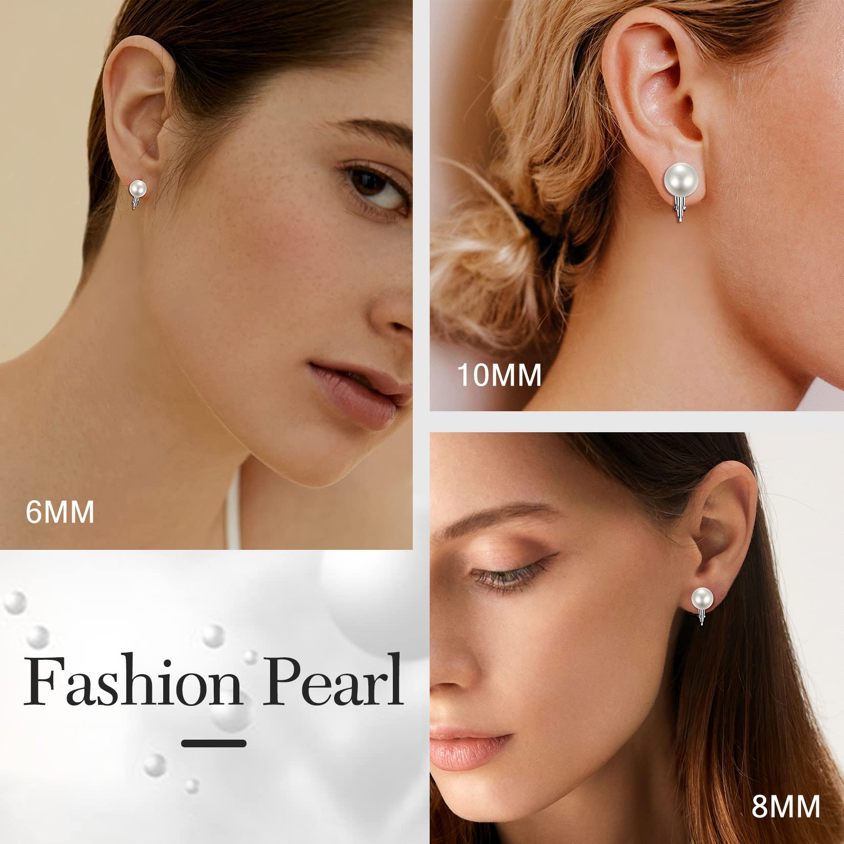 Suplight 925 Sterling Silver Pearl Stud Earrings 4mm Small Freshwater Pearl Earrings for Women