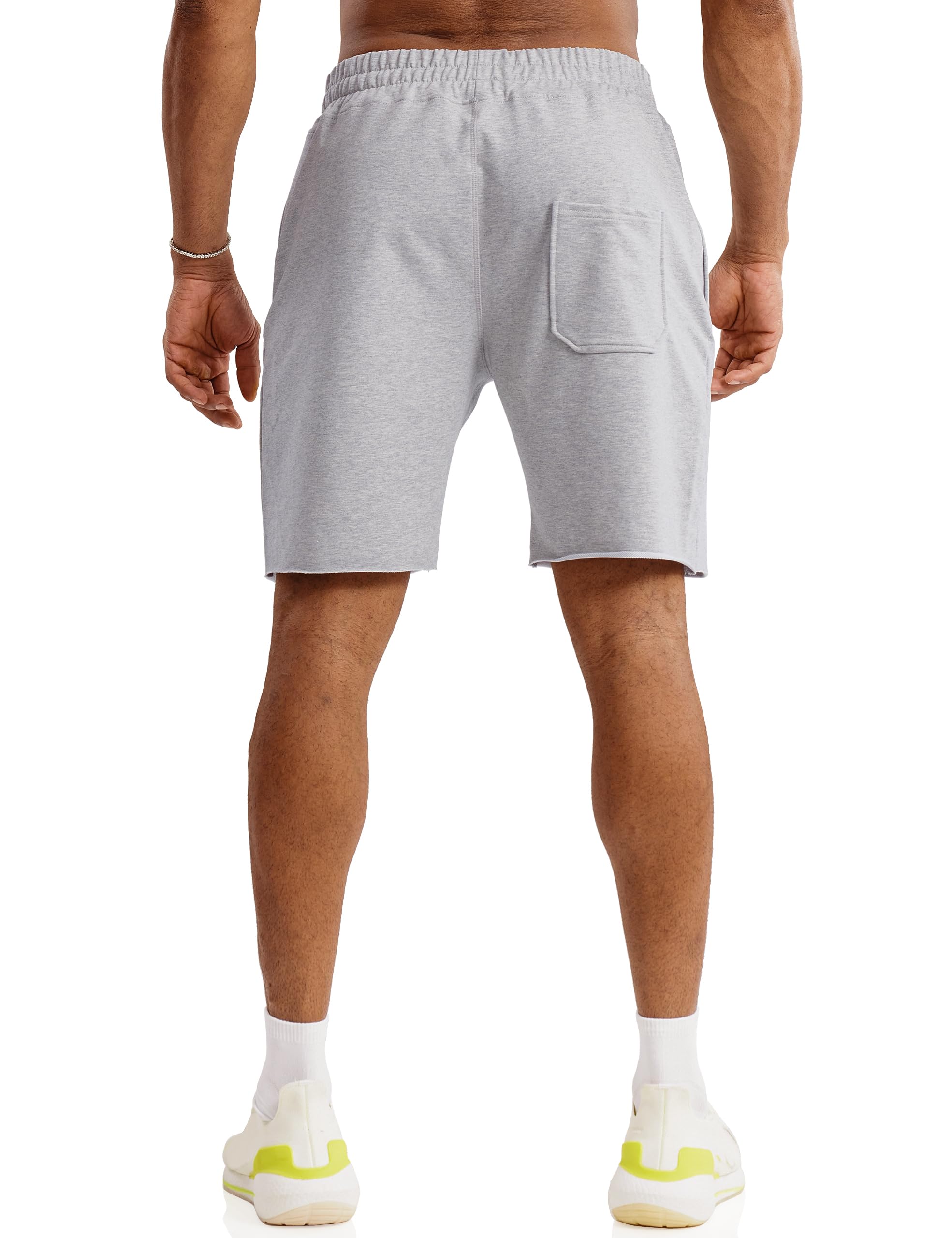 Ouber Men's 7'' Gym Workout Sweat Shorts Bodybuilding Running Training Jogging Shorts Grey,L