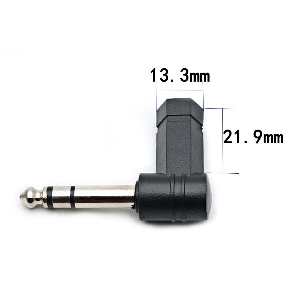 rgzhihuifz 3.5mm 1/8" Stereo Female to 6.35mm 1/4" Male 90° Angle Audio Adapter 2-Pack