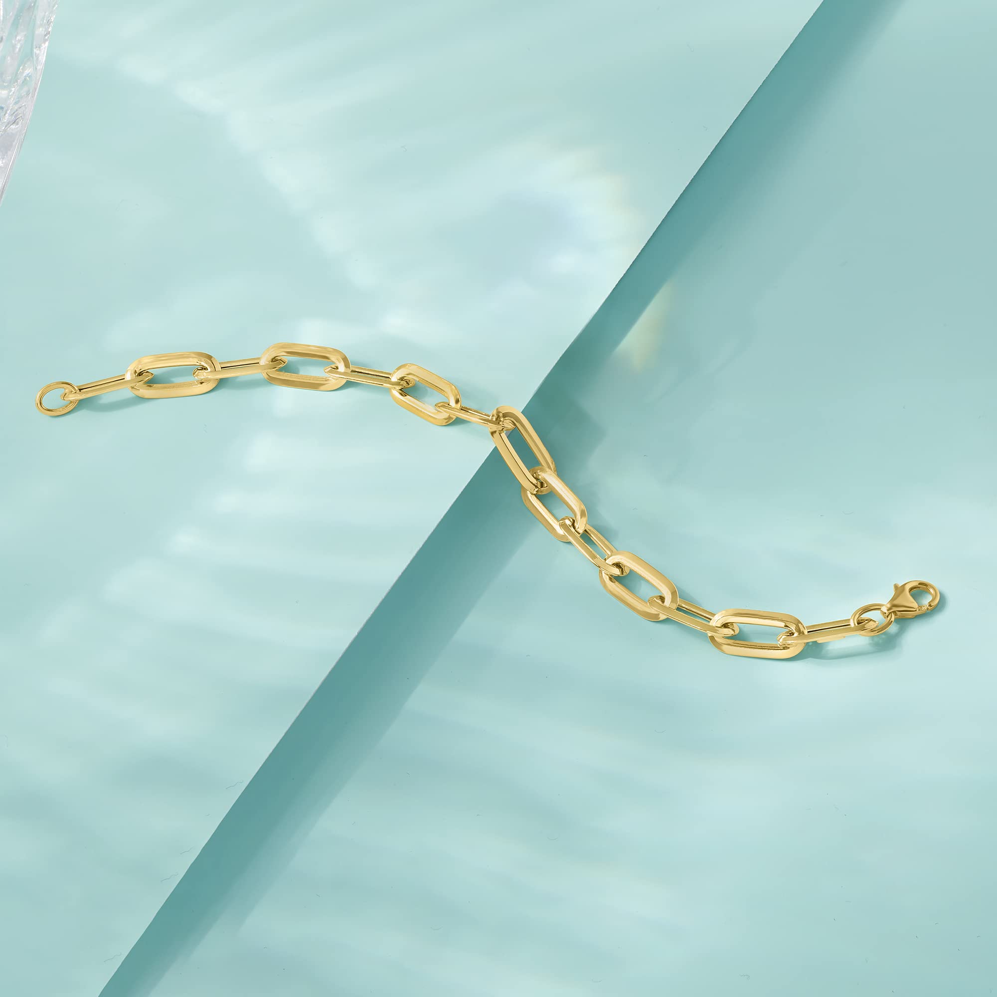 Ross-Simons Italian 18kt Yellow Gold Paper Clip Link Bracelet. 8 inches