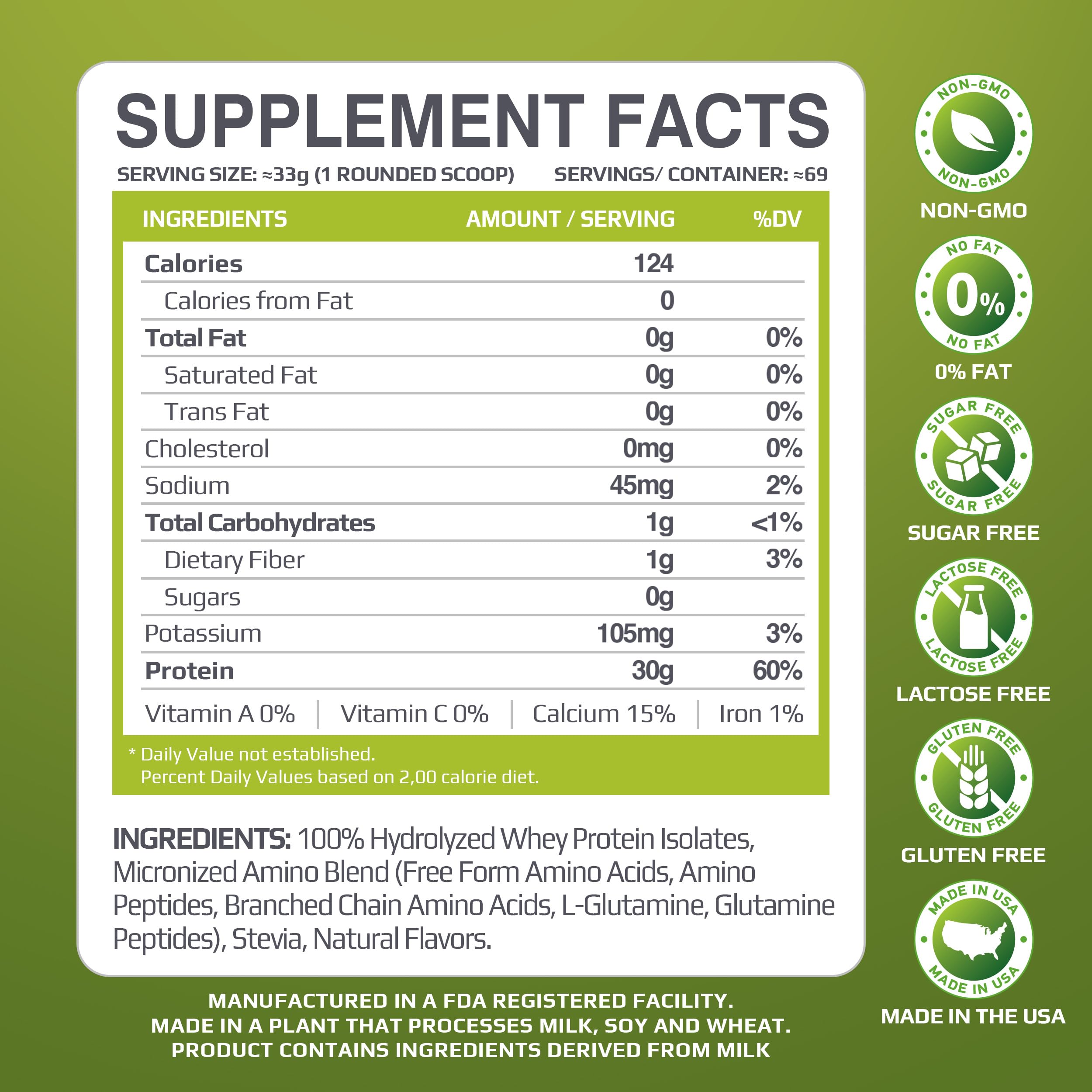 MUSCLE FOOD LABS MFL 100% Isolate Protein l 30g of Protein l 12g Amino Acids l Keto Friendly l Low Carbs l 5 lbs. (Vanilla Bean)