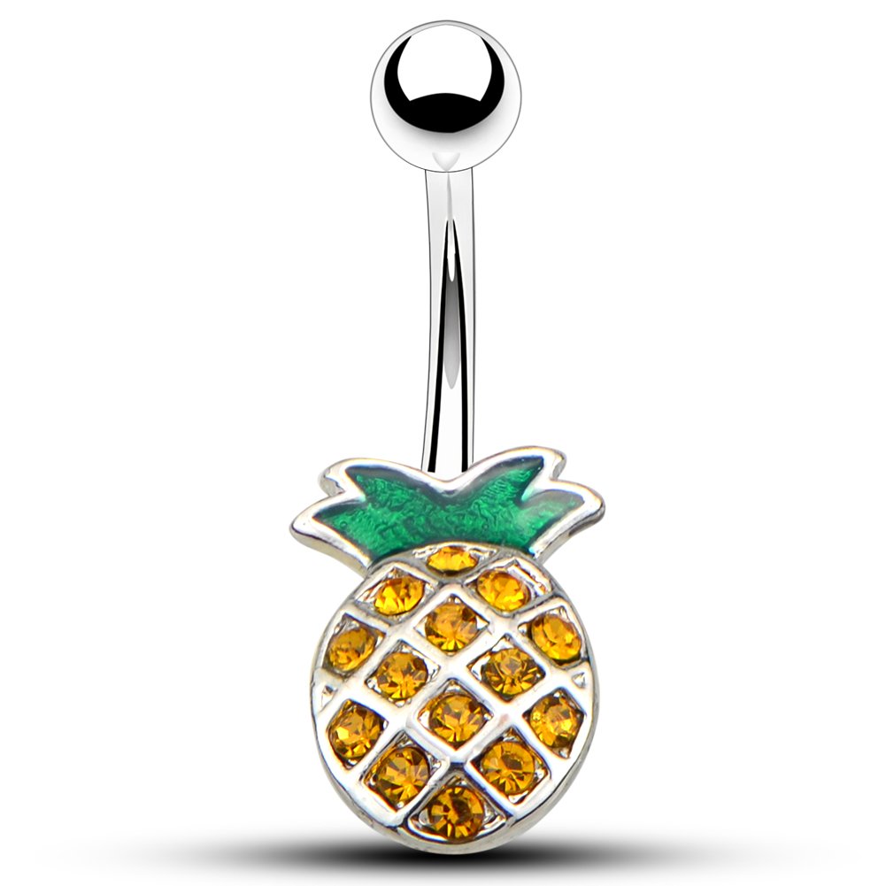 OUFER 14G Surgical Steel Pineapple Navel Rings Belly Button Rings Belly Piercings