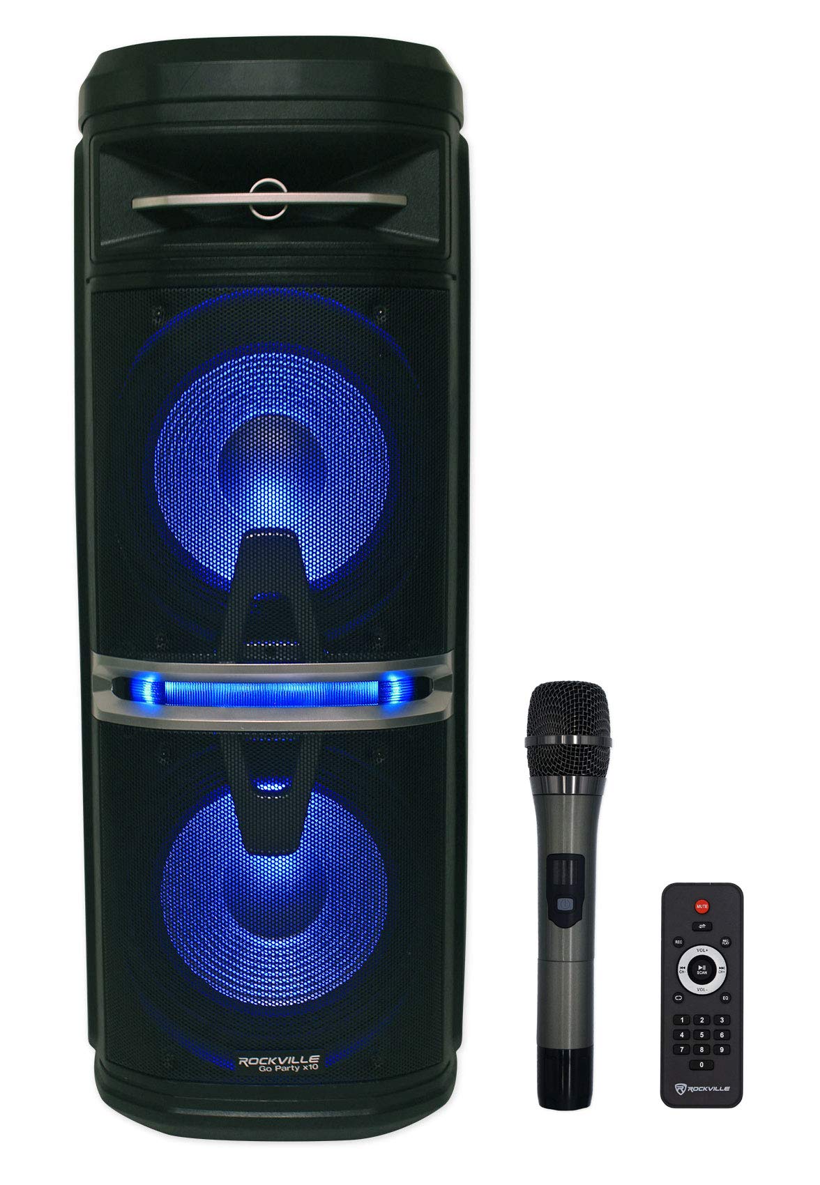 Rockville Go Party X10 Dual 10" Karaoke Machine System+Wireless Mic+Tablet Stand