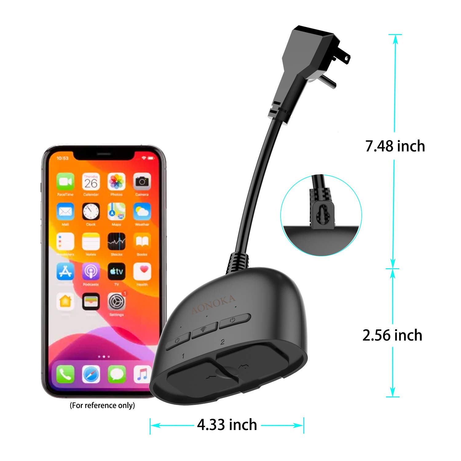 Outdoor Smart Plug, Outdoor Wi-Fi Outlet Heavy Duty with 2 Sockets, Programmable Timer Plug Compatible with Alexa, Google Home, IP64 Waterproof, Wireless Remote Control Timer by Smartphone 15A/1875W