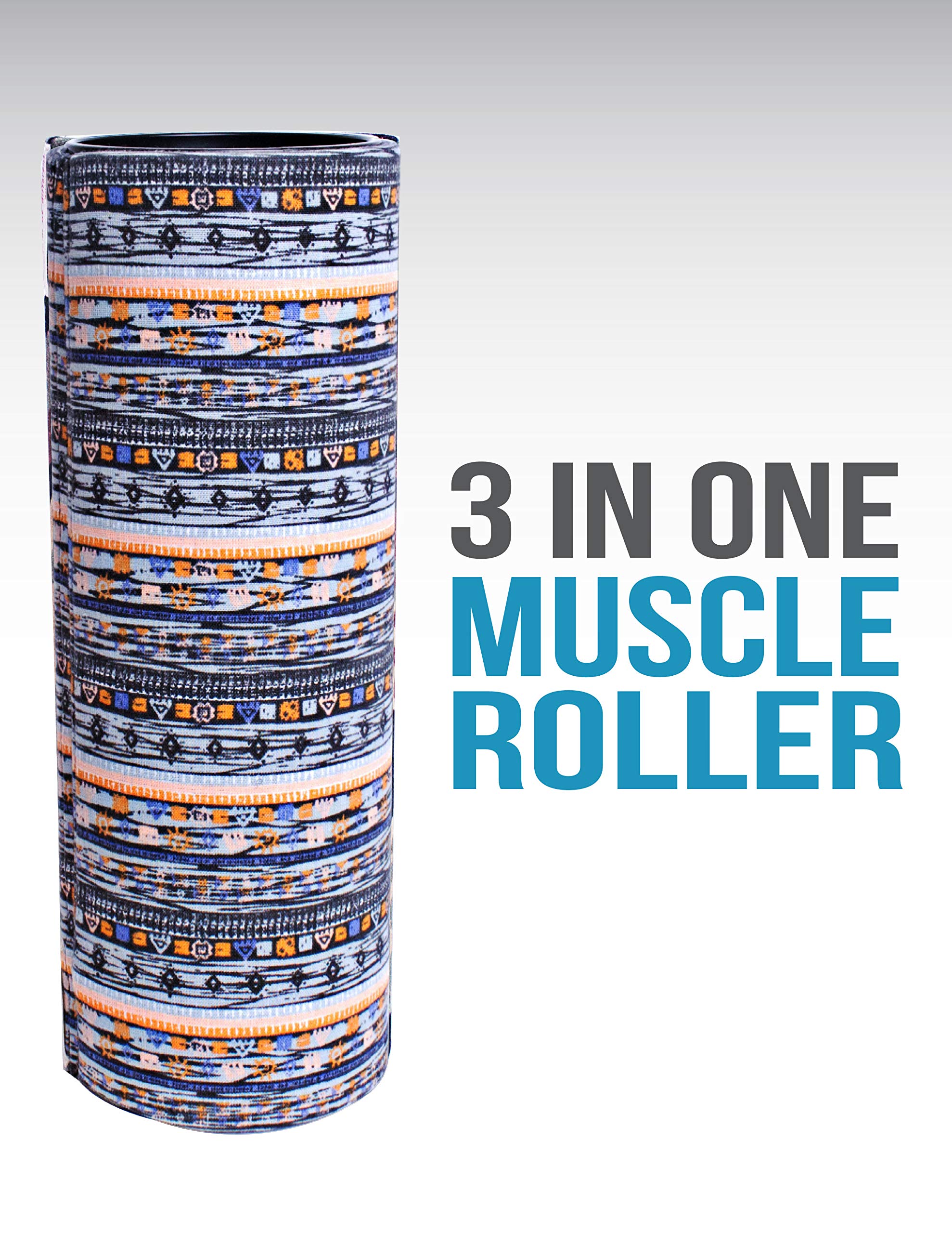 Muscle Roller 3 in 1,Different from Traditional Foam Roller,Smooth Cotton Roller & Trigger Point Rollers & Foot Massage Board,from Beginners to Professionals (Festive, 12.5")