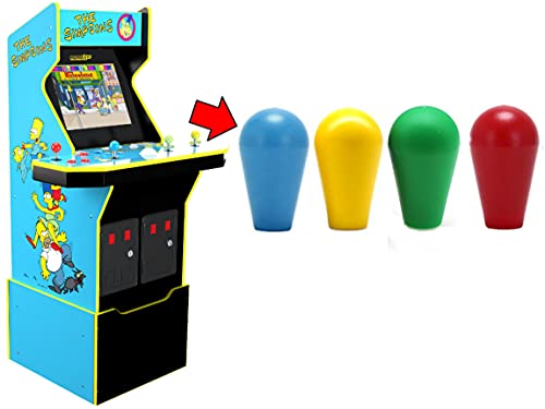 Set of 4 Solid Joystick Bat Tops Oval Ball Top Handles for Arcade1up 4 Player Arcade Mod (Blue/Yellow/Green/Red)