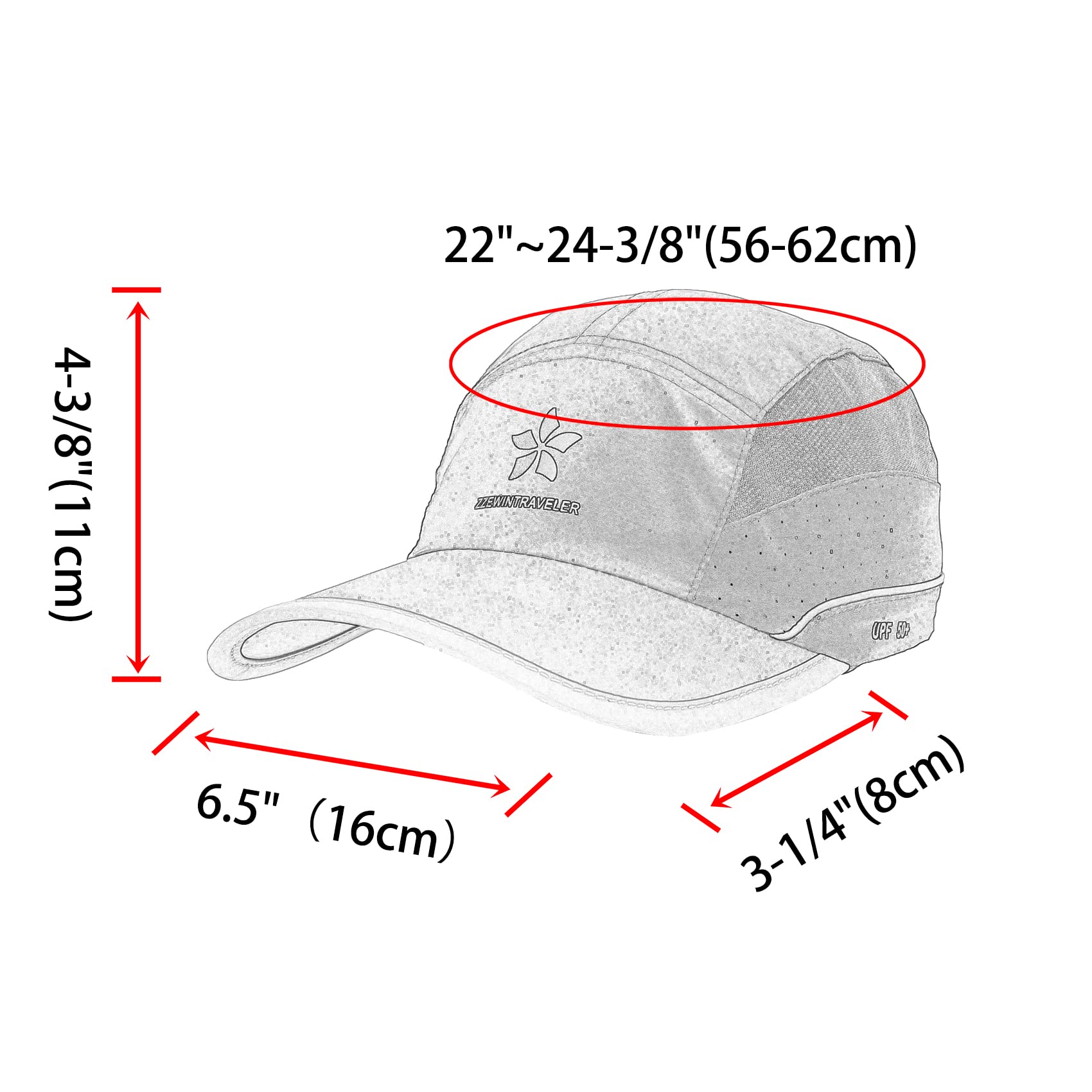 UPF50+ Running Cap Quick Dry Sports Hats Reflective Lightweight Unstructured Baseball Cap for Unisex (Black, Classic)