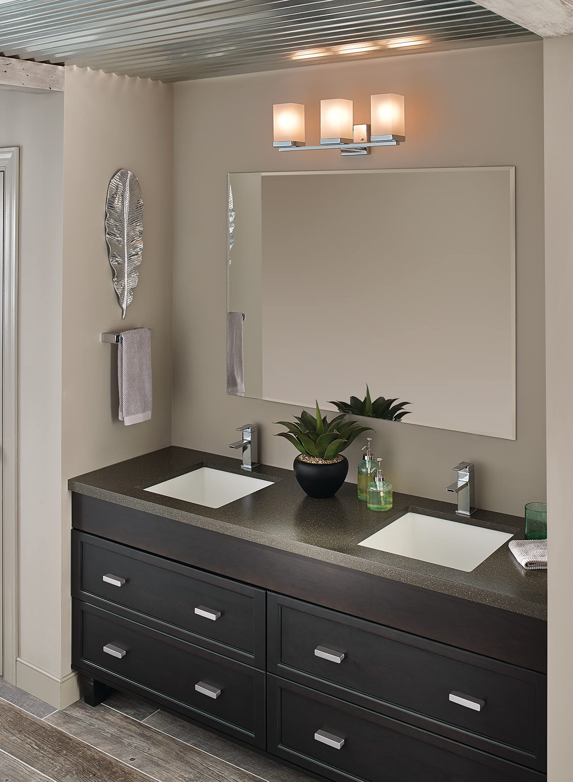 Moen 90 Degree Chrome One-Handle Modern Bathroom Faucet with Drain Assembly, S6700