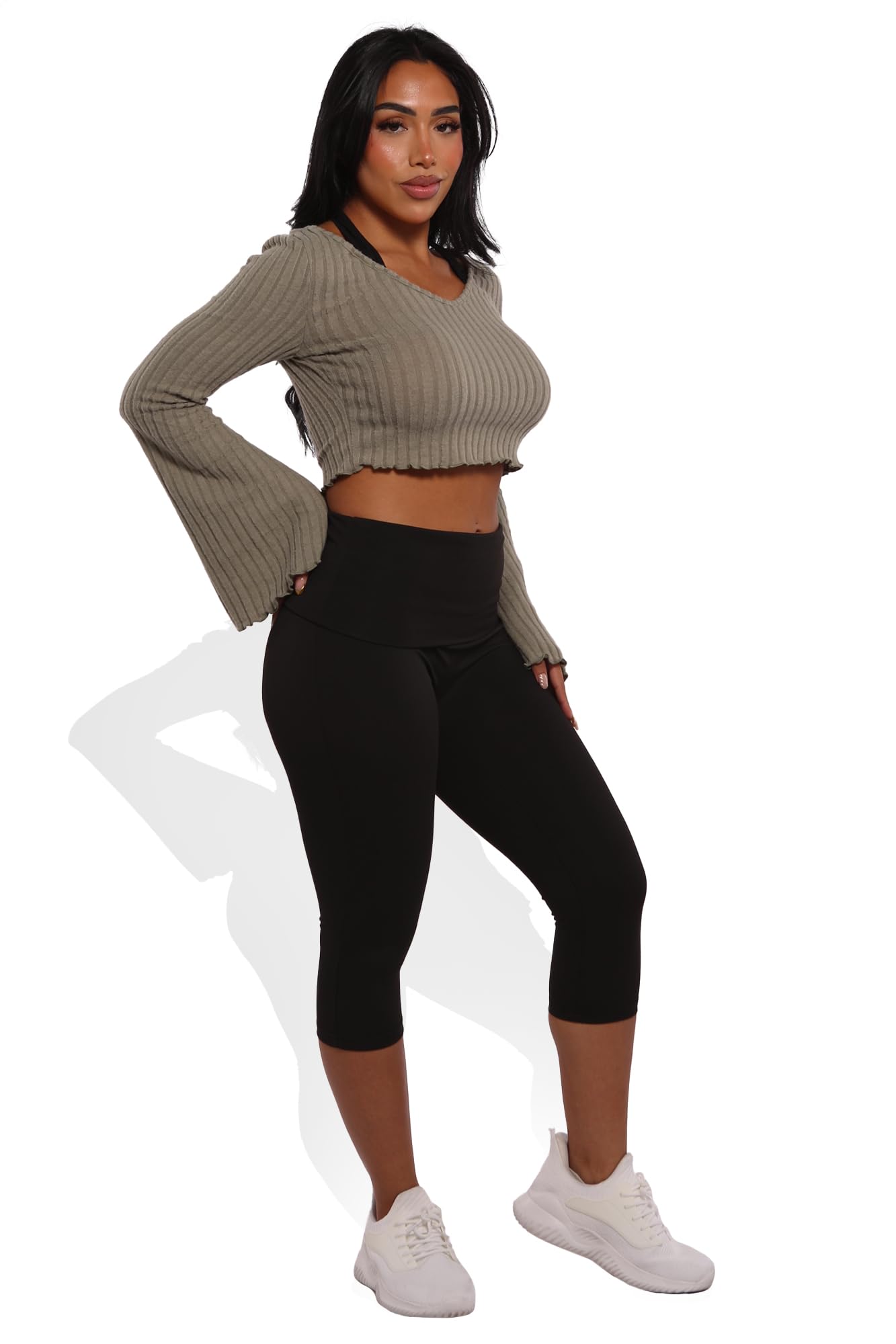 ShoSho Womens High Waist Tummy Control Butt Sculpting Leggings Athletic Workout Yoga Pants with Side Pockets Lightning Print Black/White Large