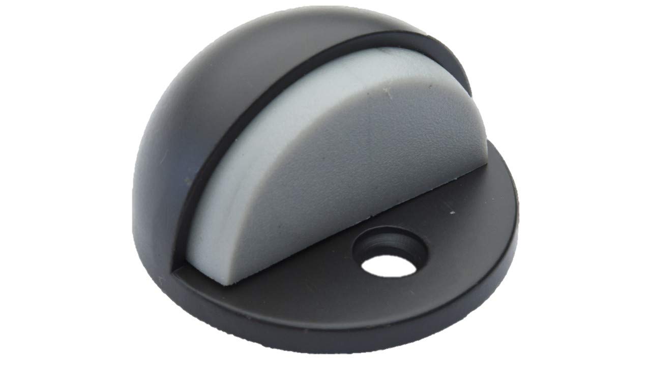 QCAA Low Dome Floor Door Stop, H 25.4 x Diameter 44.5mm, Zinc Die Cast, Matte Black, 4 Pack, Made in Taiwan