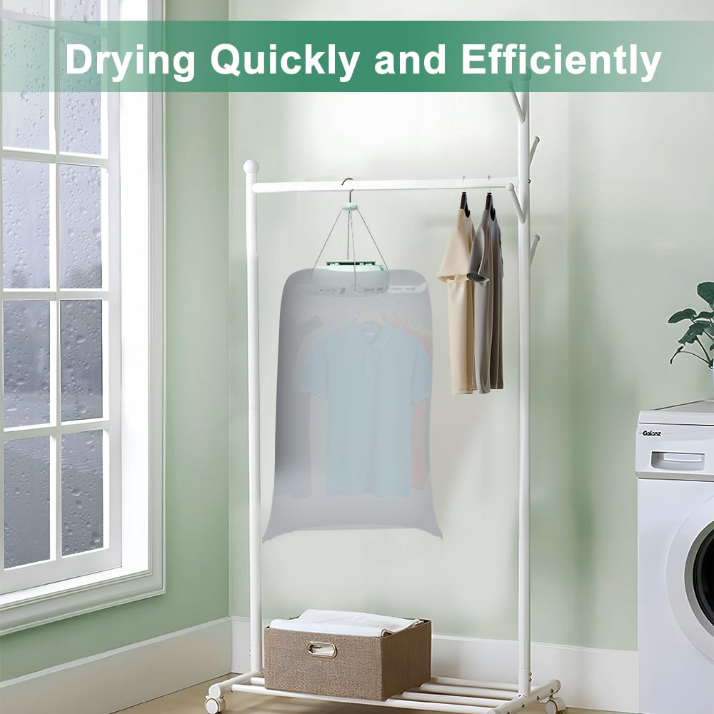 Portable Clothes Dryer Electric Multifunctional Clothe Dryer Heated Foldable Drying Rack Airer with Timer UV Sterilization Compact Clothes Dryer Machine for Apartments RV Travel