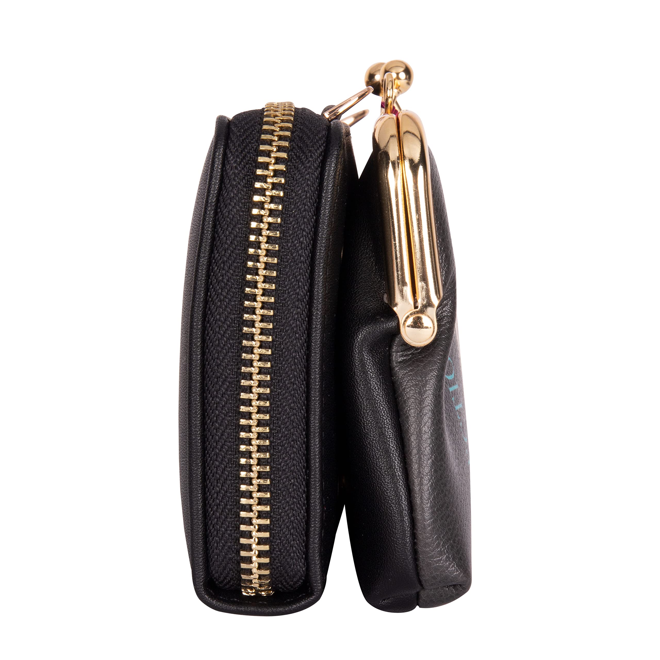 Nicole Lee 2 Piece Kiss Lock Crossbody Pouch Bifold Wallet - Love Me Half-Faux Leather