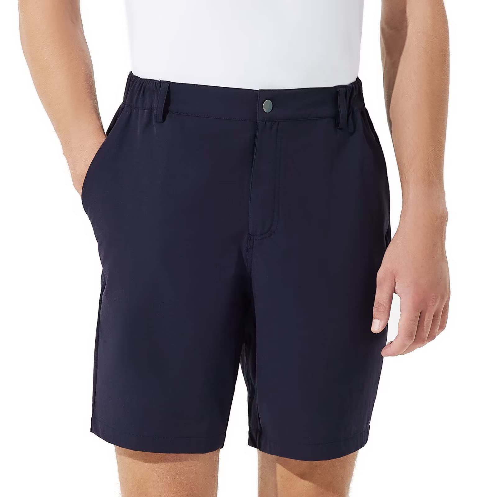 SURFEASY Men's Stretch Golf Work Shorts Dry Fit Lightweight Flat Front Cargo Hiking Casual Short(Navy,M)