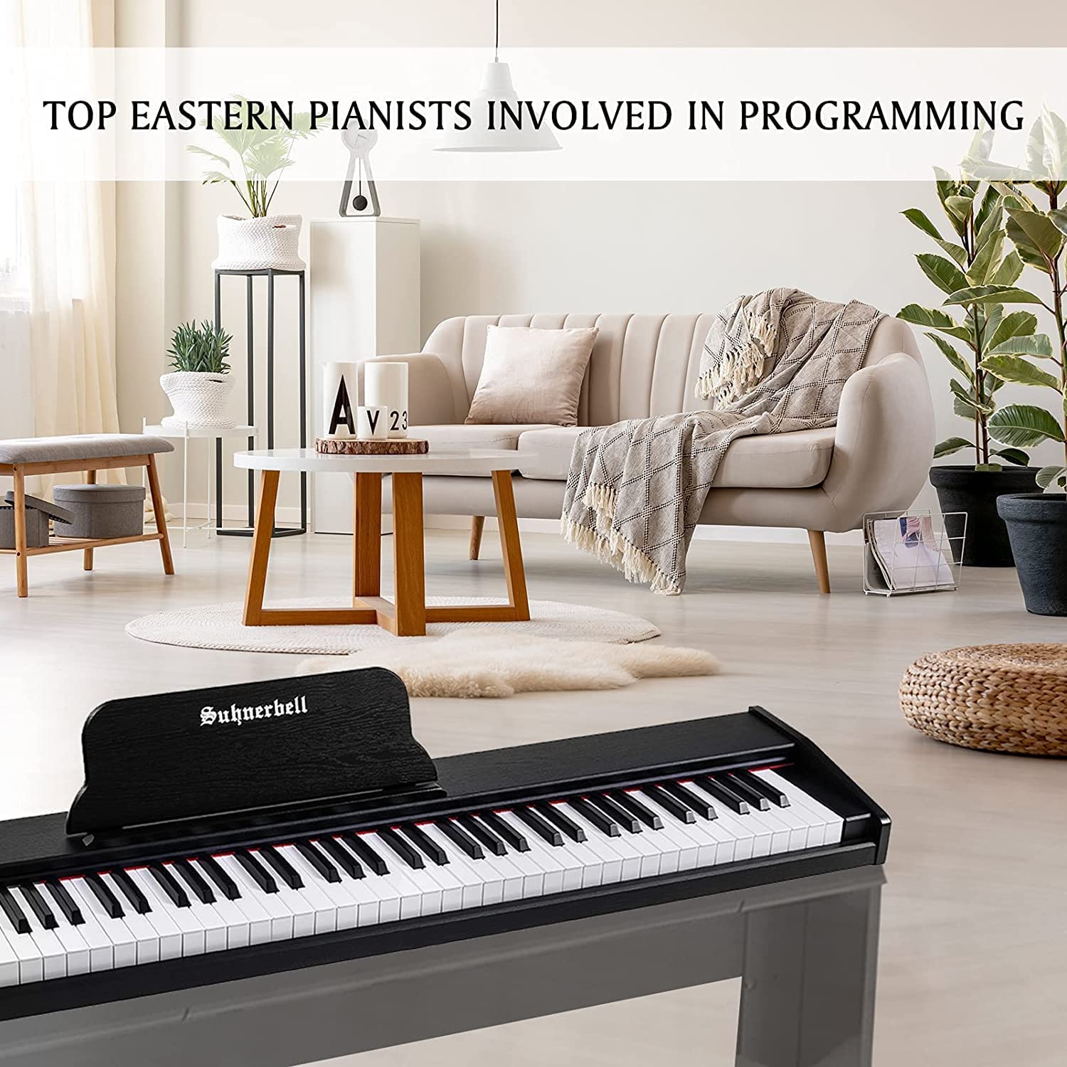 Suhnerbell Digital Piano Keyboard with 88 Keys Full Size SEMI-Weighted Keys, Beginner Electric Piano/Keyboard Set, Portable Keyboard Piano with Continuation Pedal