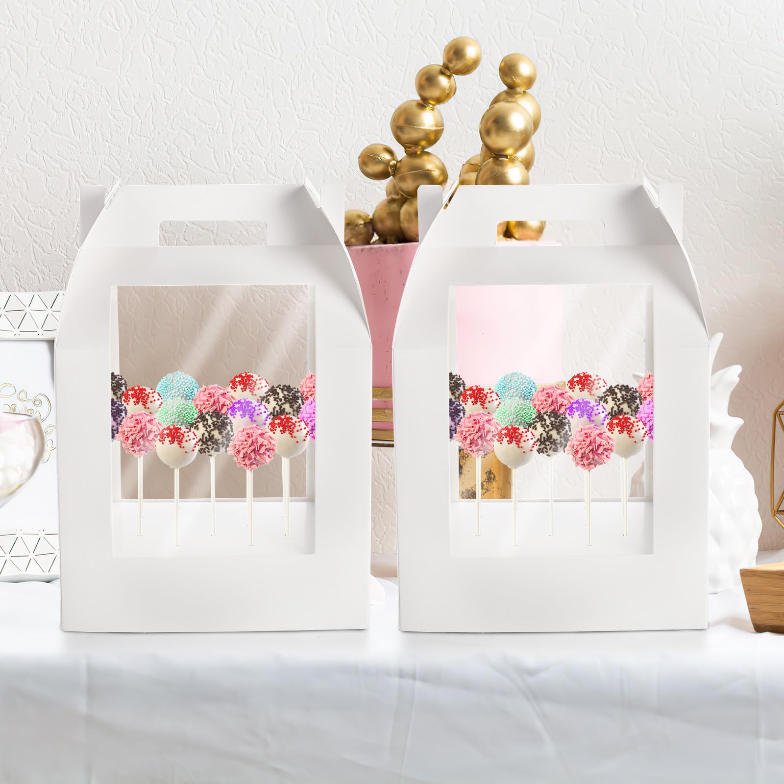 Nicunom 12 Pack Cake Pop Holder Boxes, 18 Holes Cake Pop Packaging Boxes Portable Lollipop Display Stand for Wedding Baby Shower Birthday Party Halloween