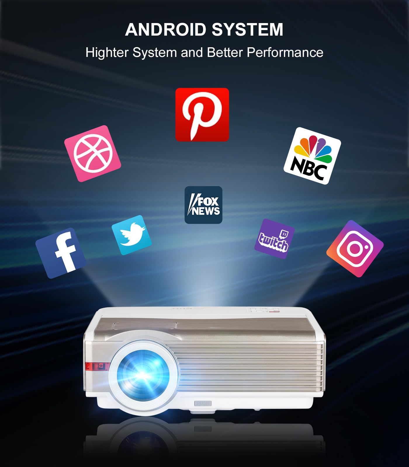 Native 1080P Full HD WiFi and Bluetooth Outdoor Projector with Speaker, 9000 Lumen Movie Projector for Home Theater, Compatible with iOS/Android/Laptop/HDMI/PC/TV Stick/USB