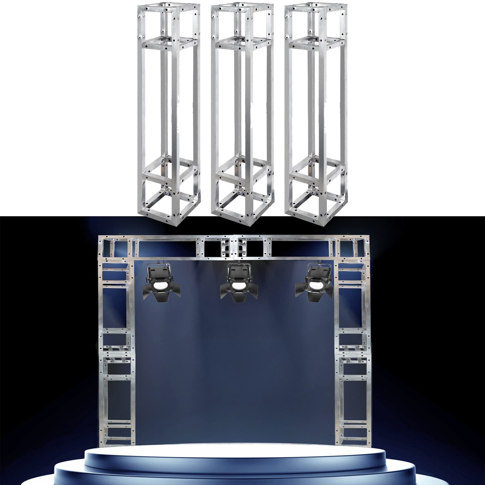 Susire 3Packs Square Box Truss Trussing Segment Kit for Tent System DJ Lighting Temporary Portable Stage Indoor Outdoor Use