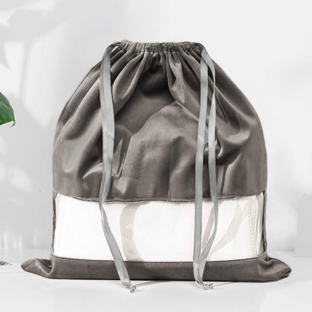 PRACMANU 5PCS Velvet 19.7"x19.7" Handbag Dust-proof Drawstring Bag with Visual Window Clothing Storage Pouch for Closet