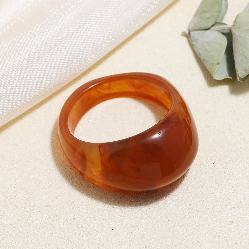 SEVENSTONE 9Pcs Resin Retro Acrylic Colorful Chunky Ring Cute Trendy Colorful Rhinestone Y2k Jewelry Plastic Resin Square Gem Stackable Chunky Rings for Women Set (multicolor-2)