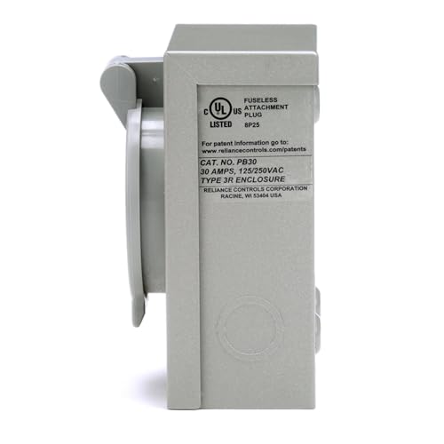 Reliance Controls Corporation PB20 20-Amp NEMA 3R Power Inlet Box for Generators Up to 5,000 Running Watts,Gray