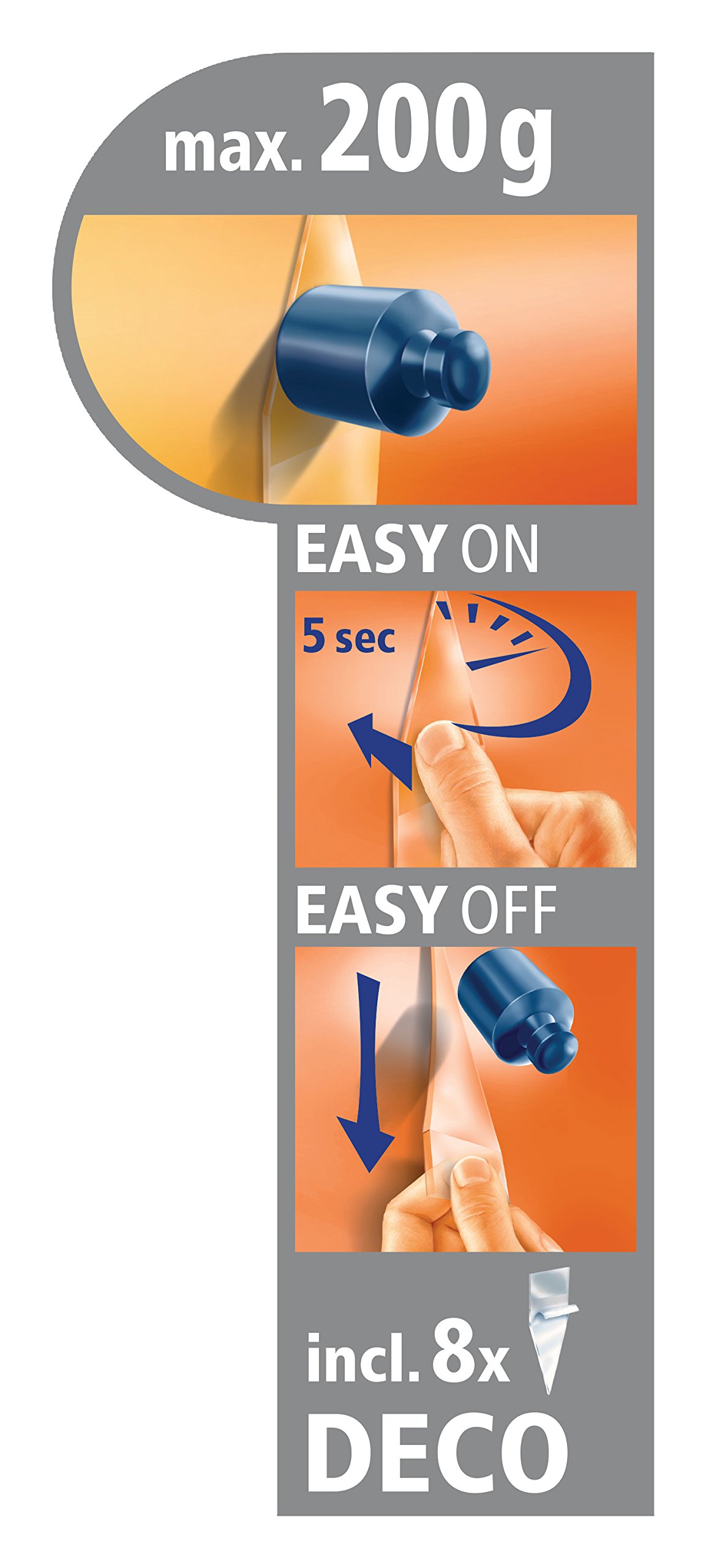 tesa Adhesive Hooks for Glass - Invisible Hanging Hooks for Mirrors & Transparent Surfaces - Holds up to 0.2 kg per Hook - Pack of 5 incl. 8 Adhesive Strips