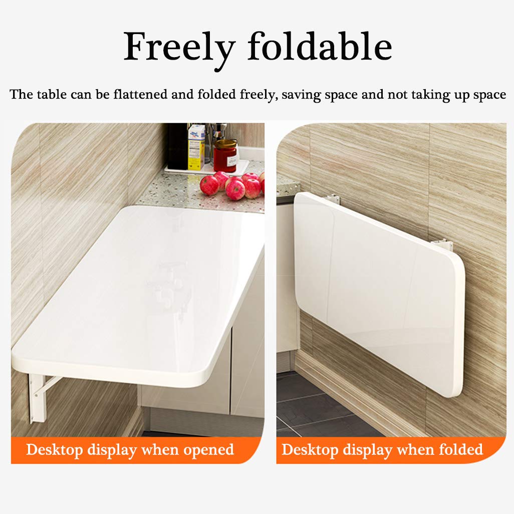 QIMO Folding Wall Mounted Table,Multi-Function Wall Mount Laptop Desk Writing Desk Home Office Computer Desk, Drop Leaf Table, Solid Wood Wall Table (Yellow)