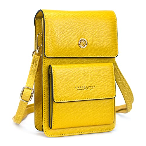 SUMGOGO Crossbody Bag for Women Leather Small Shoulder Purse Phone Bag Handbag Wallet (A-Yellow)