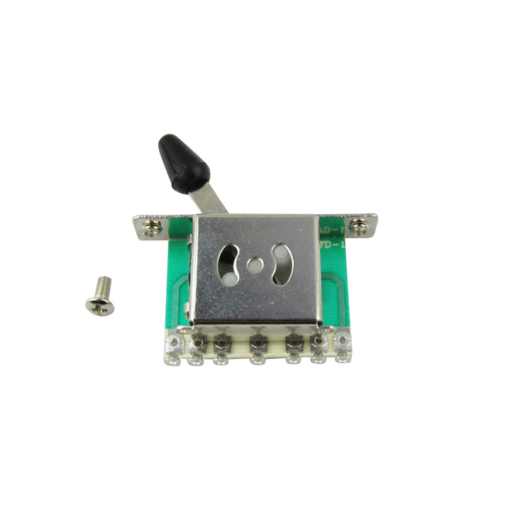 Musiclily Imported Style Metric 5 Way Guitar Toggle Switch Pickup Selector for Fender Tele Telecaster Replacement, Black and White Tips(Pack of 2)