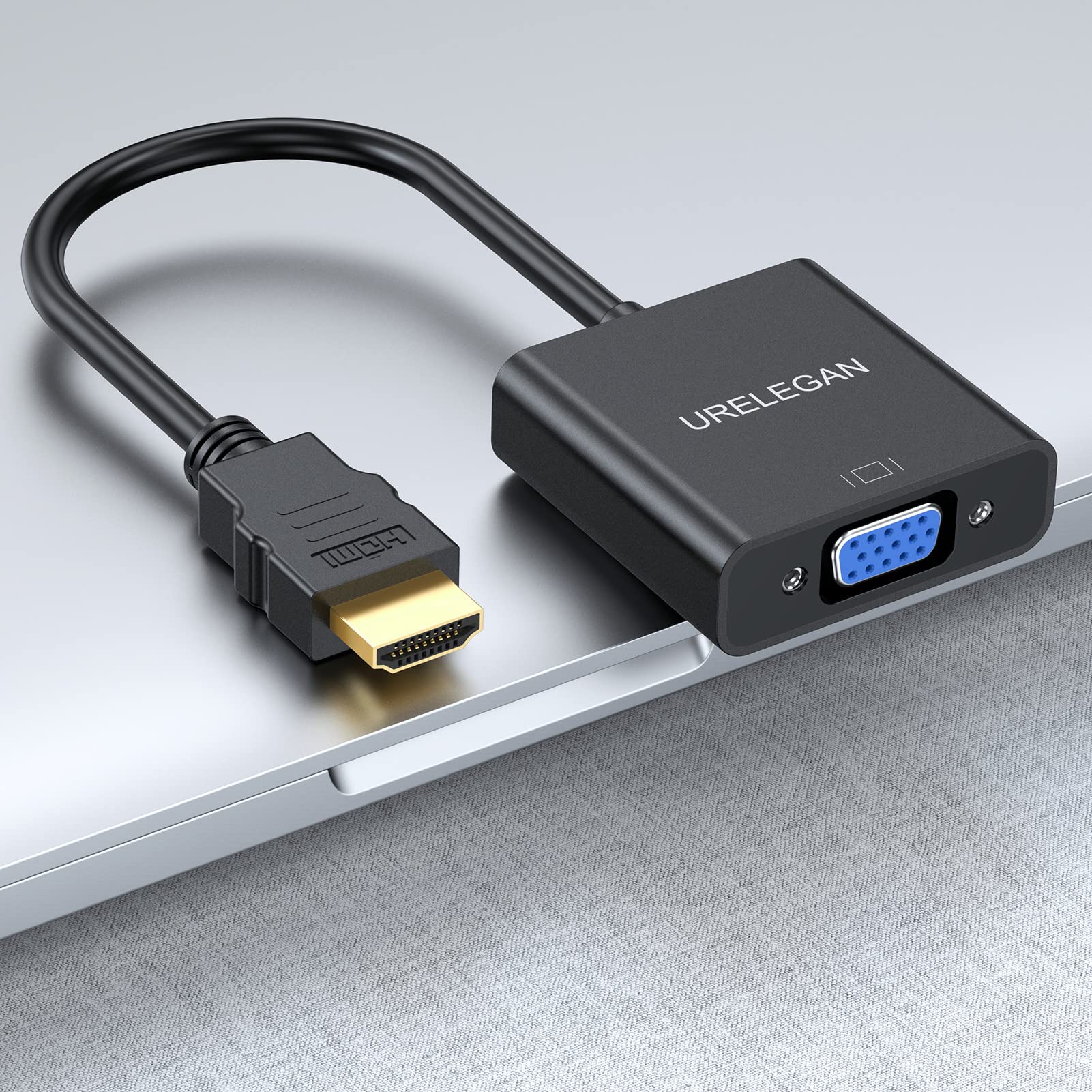 URELEGAN HDMI to VGA Adapter, 1080P Gold-Plated Cord for Computer, Desktop, Laptop, PC, Monitor, Projector, HDTV, Chromebook, Raspberry Pi, Roku, Xbox
