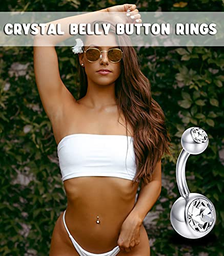 RIOSO 12Pcs Belly Button Rings Surgical Steel 14G Navel Rings Belly Button Body Piercing Jewelry
