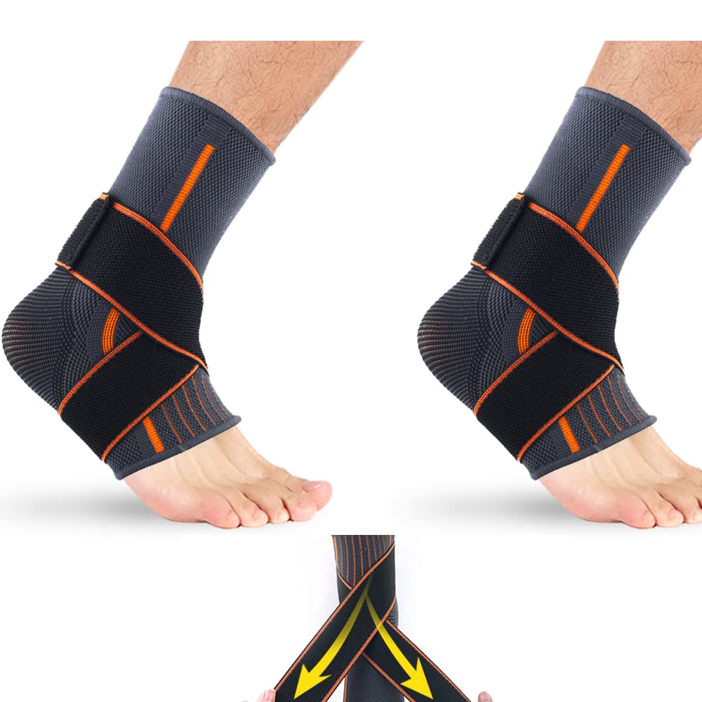 TBESTOACC Ankle Brace, Ankle Support Braces for Injury Recovery, Breathable Ankle Wrap for Men Women with Adjustable Wrap, 2 Pack (Small)