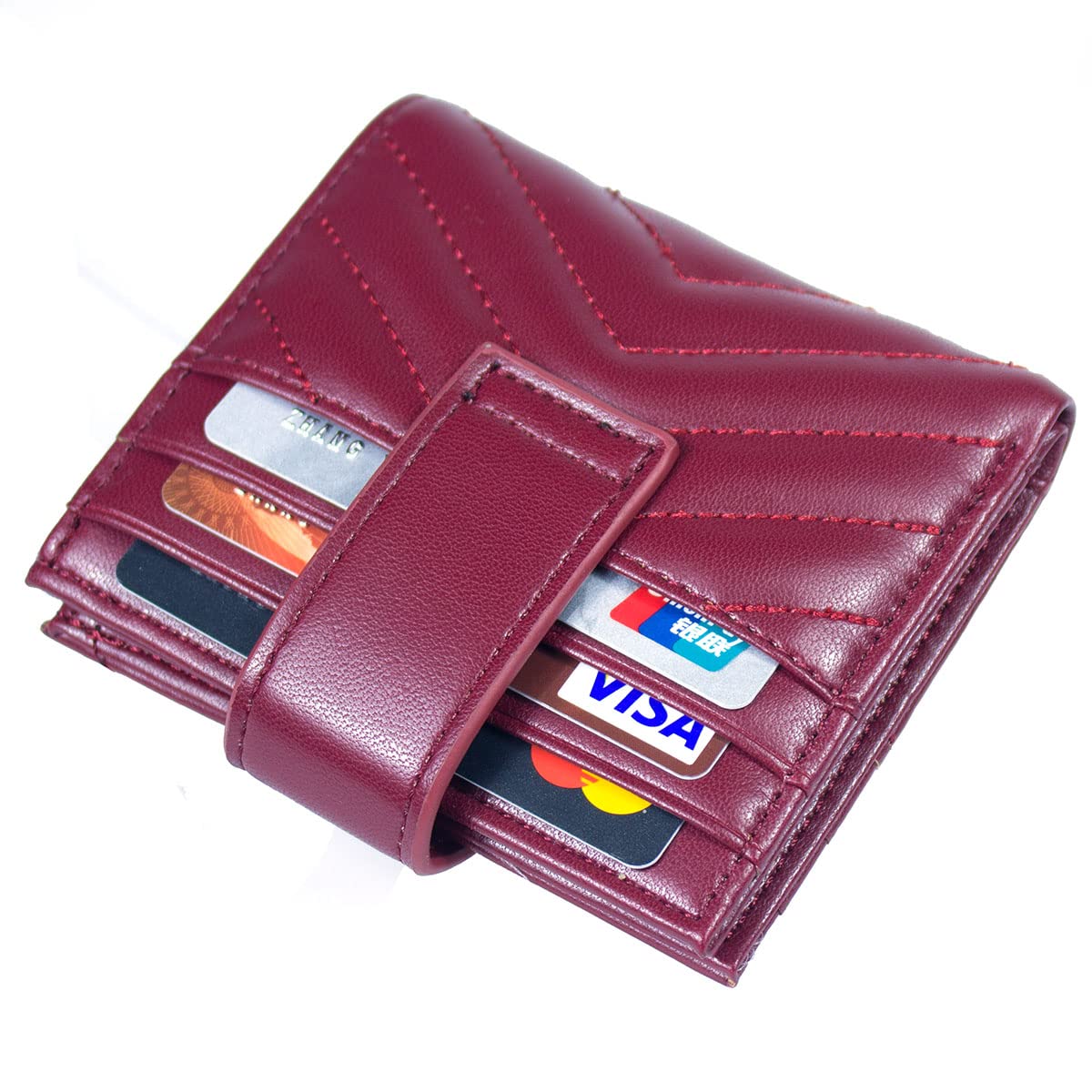 SUMGOGO Wallets for Women Leather Small Wallets 14 Credit Card Holder Wallet Mini Slim Thin Bifold Wallets (Red)
