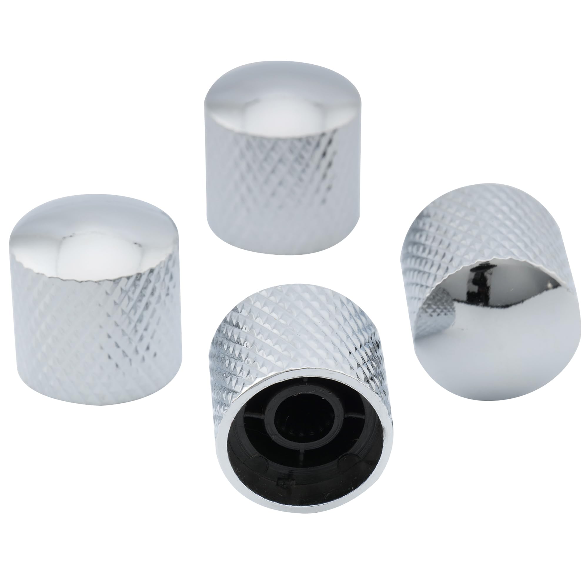Musiclily Metric 6mm Metal Guitar Dome Knobs Volume Tone Control Knobs for Fender Telecaster Electric Guitar Precision P-Bass,Chrome (4 Pieces)