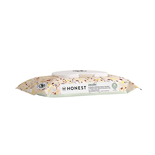 The Honest Company Clean Conscious Unscented Wipes | Over 99% Water, Compostable, Plant-Based, Baby Wipes | Hypoallergenic for Sensitive Skin, EWG Verified | Terrazzo, 36 Count