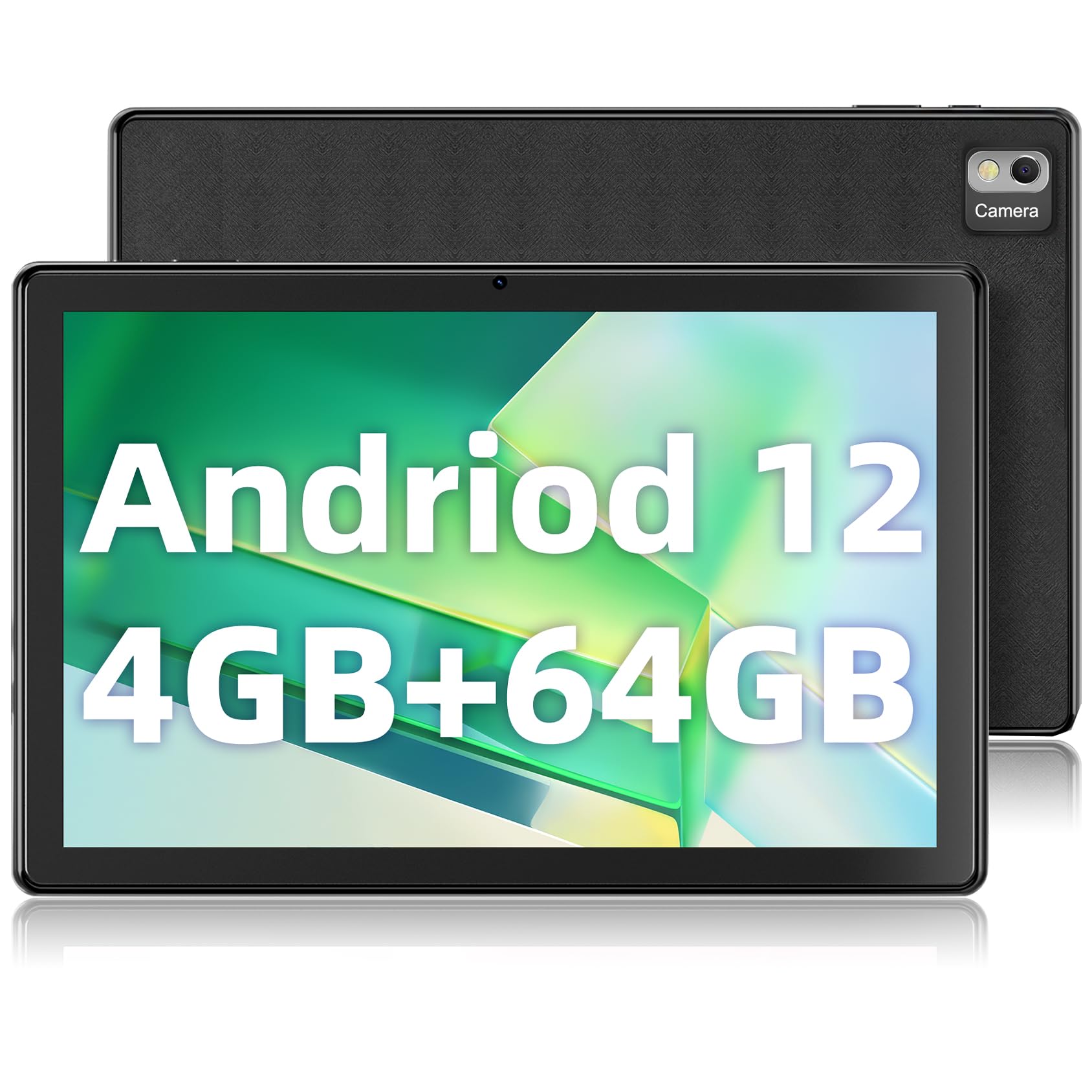 SGIN Android 12 Tablet, 10 Inch Tablet 4GB RAM 64GB ROM with 1280 * 800 IPS, Octa-Core 2.0GHz Processor, 2MP+5MP Dual Camera, 6000mAh, GPS, WiFi, Bluetooth 5.0, 256GB Expansion (Black)